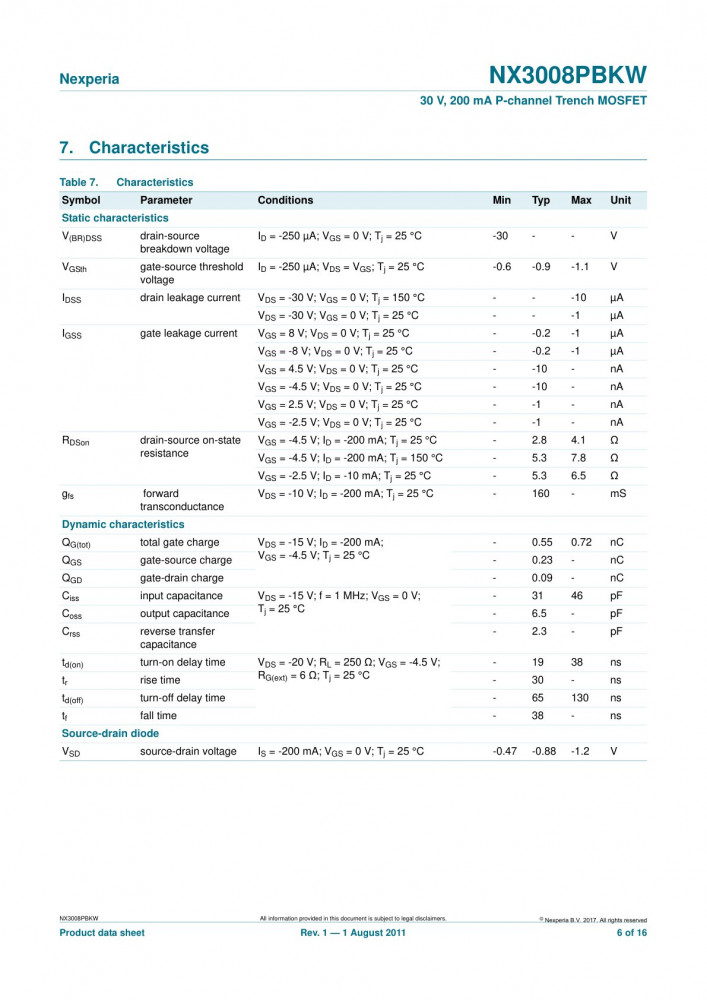 NX3008PBKW datasheet page 6