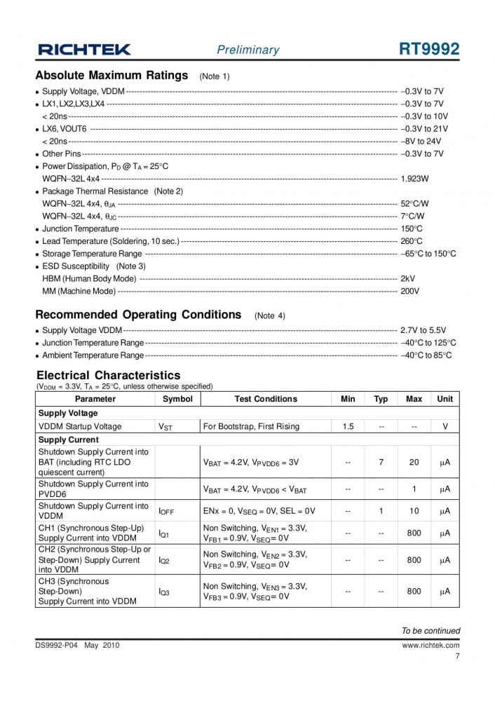 RT9992ZQW datasheet page 7
