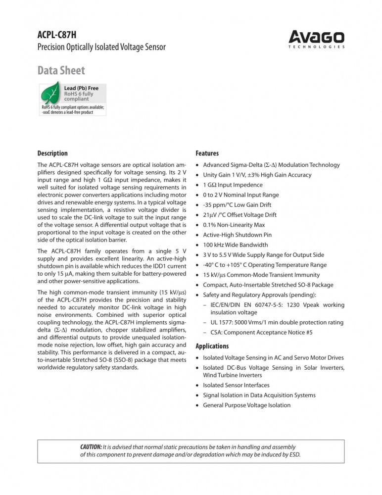 ACPL-C87H datasheet page 1