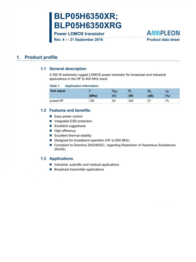 BLP05H6350XRGY datasheet page 1