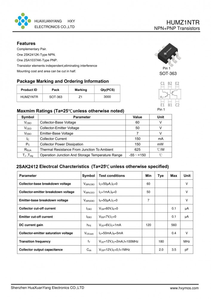 HUMZ1NTR datasheet page 1