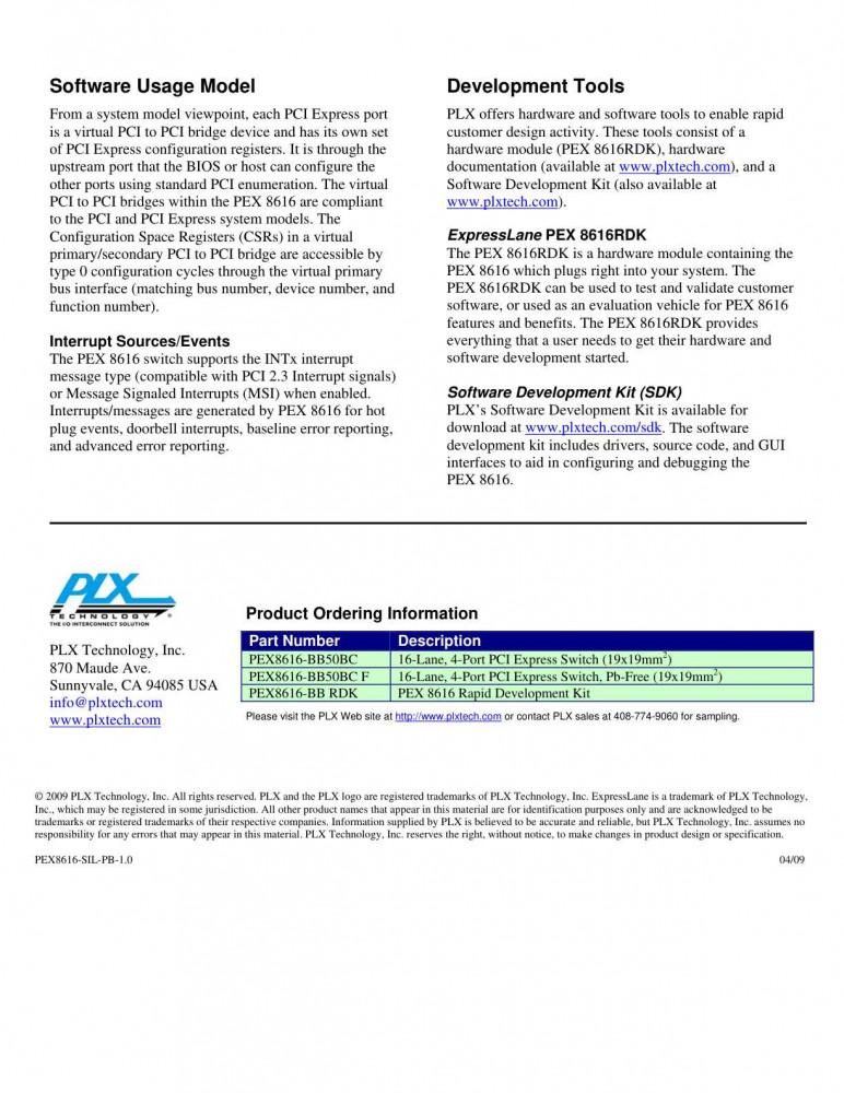 PEX8616 technical document page 4