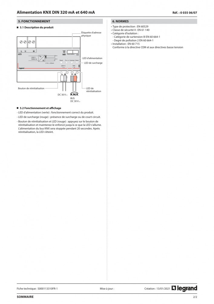 Legrand 003507 technical document, page 2