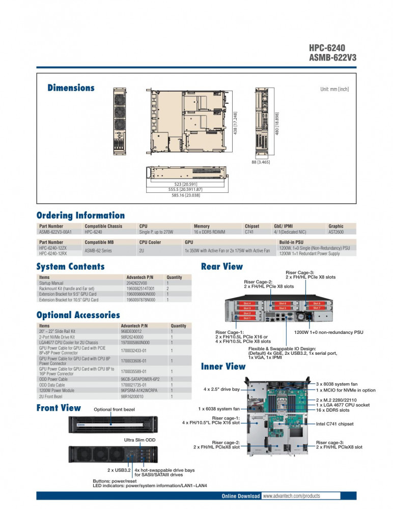 HPC-6240 and ASMB-622V3 product document, page 2