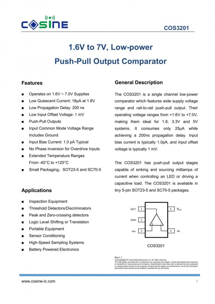 COS3201 datasheet page 1