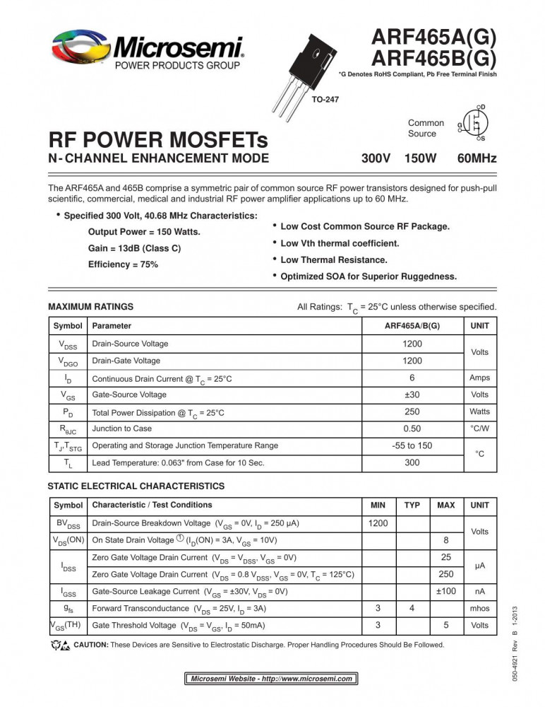 ARF465AG datasheet page 1