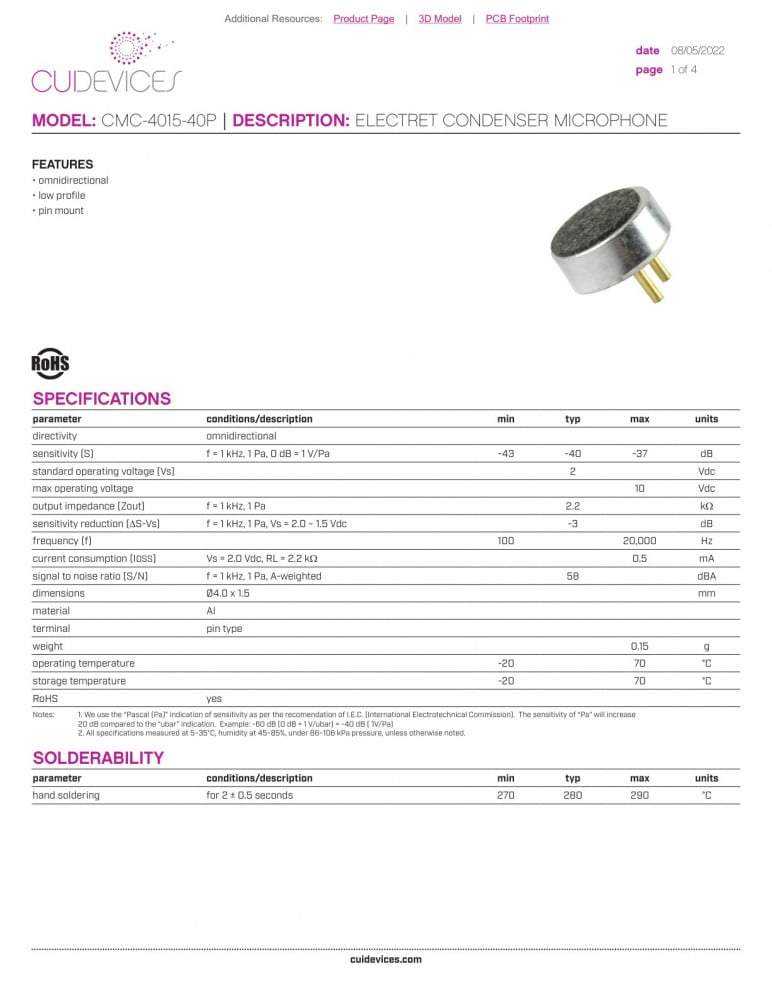 CMC-4015-40P datasheet page 1