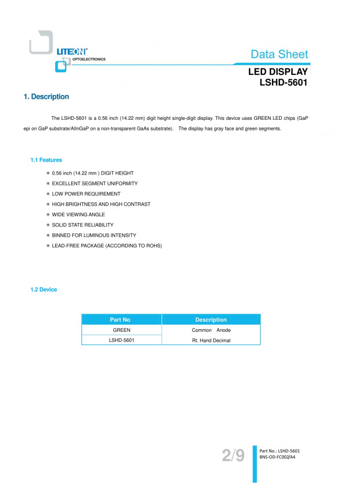 LSHD-5601 datasheet page 3