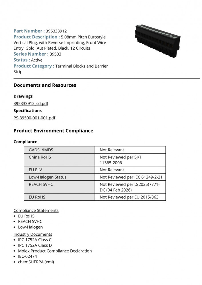 ESE Eurostyle terminal block document page 1
