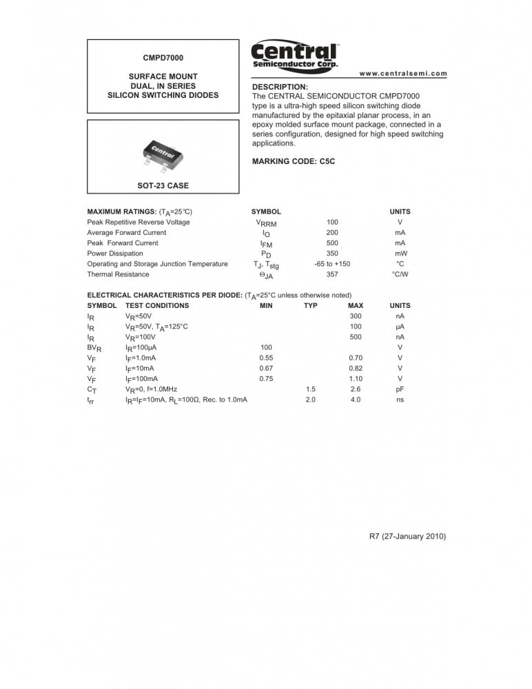 CMPD7000 datasheet page 1
