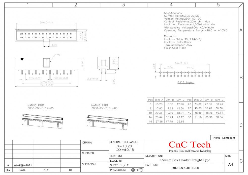 CNC Tech 3020-06-0100-00 technical drawing