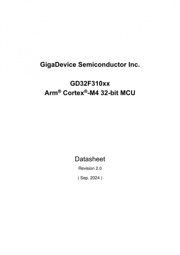 GD32F310xx datasheet page 1