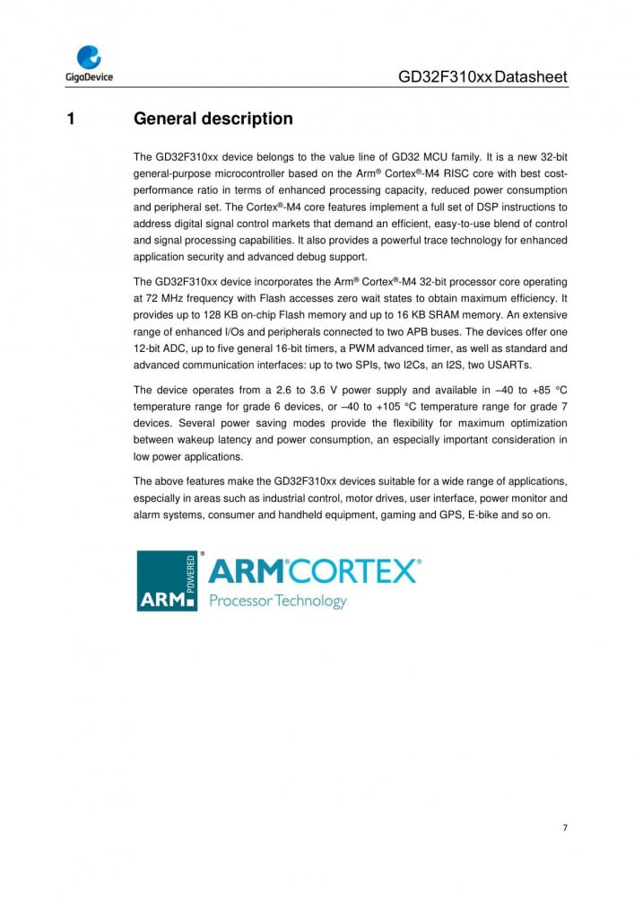 GD32F310xx datasheet page 8