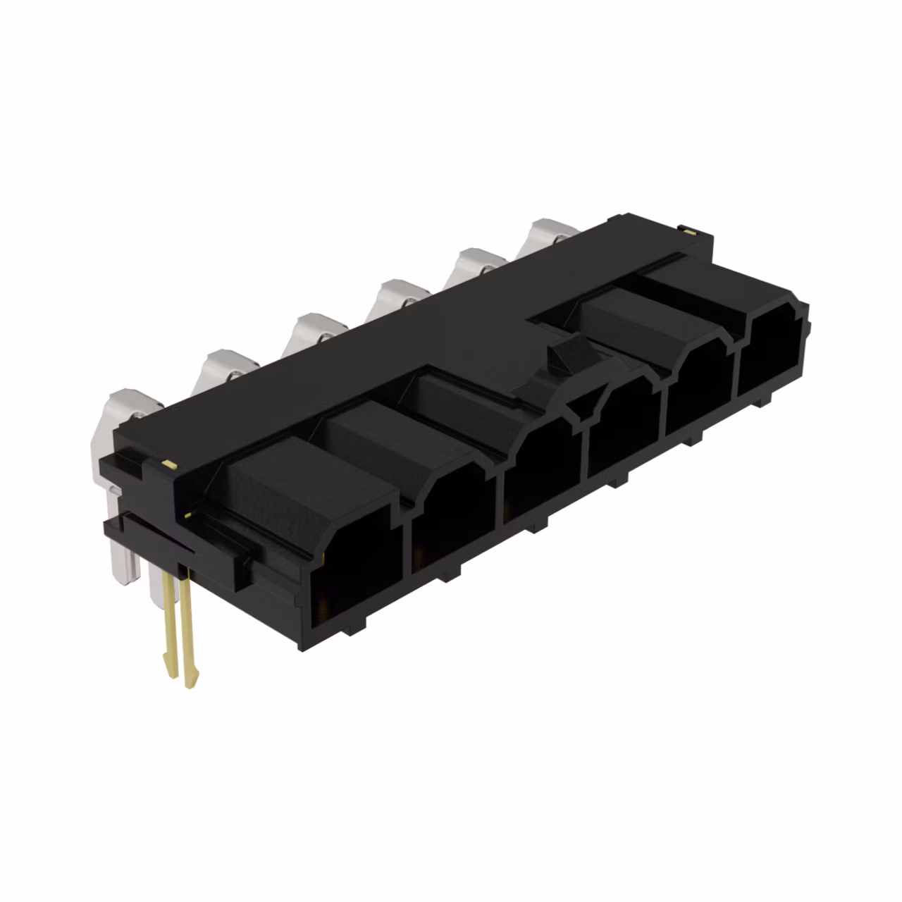 Mini-Fit Sr. Right-Angle Header, 10.00mm Pitch, Single Row, 6 Circuits, 8.30mm Tail Length, for 6.35mm PCB, 0.76µm Gold (Au) Plating, with Clip for sale