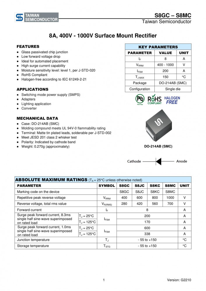 S8MC datasheet page 1