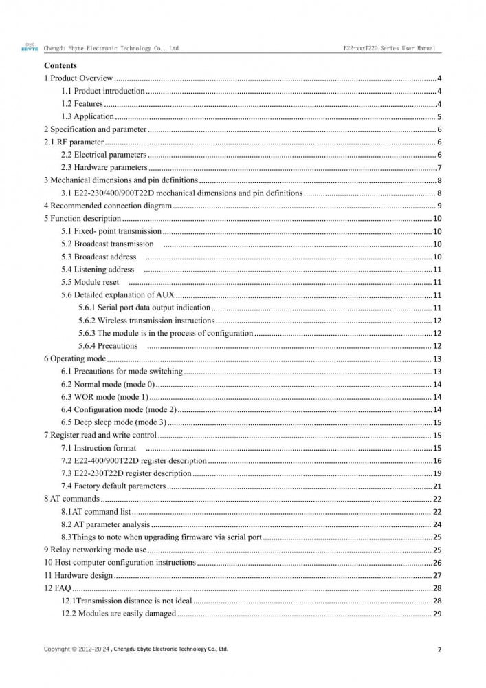 E22-230T22D manual page 2