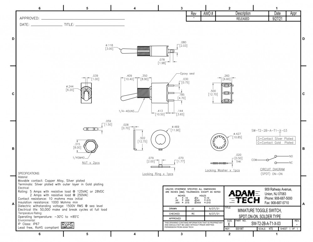 ADAM TECH SW-T2-2B-A-T1-X-03 product drawing