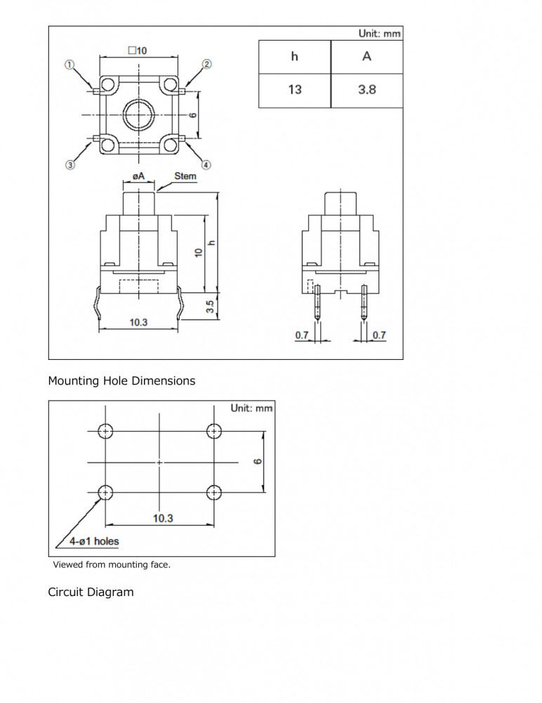 SKQBAJA010 mounting hole drawing