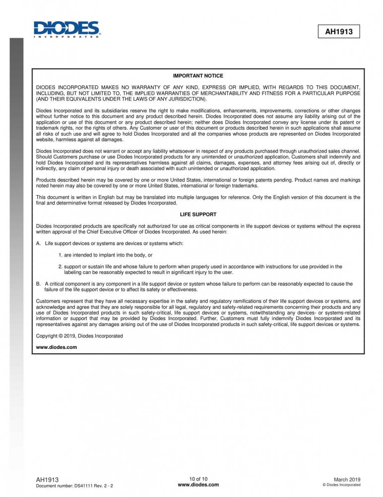 AH1913 datasheet page 10