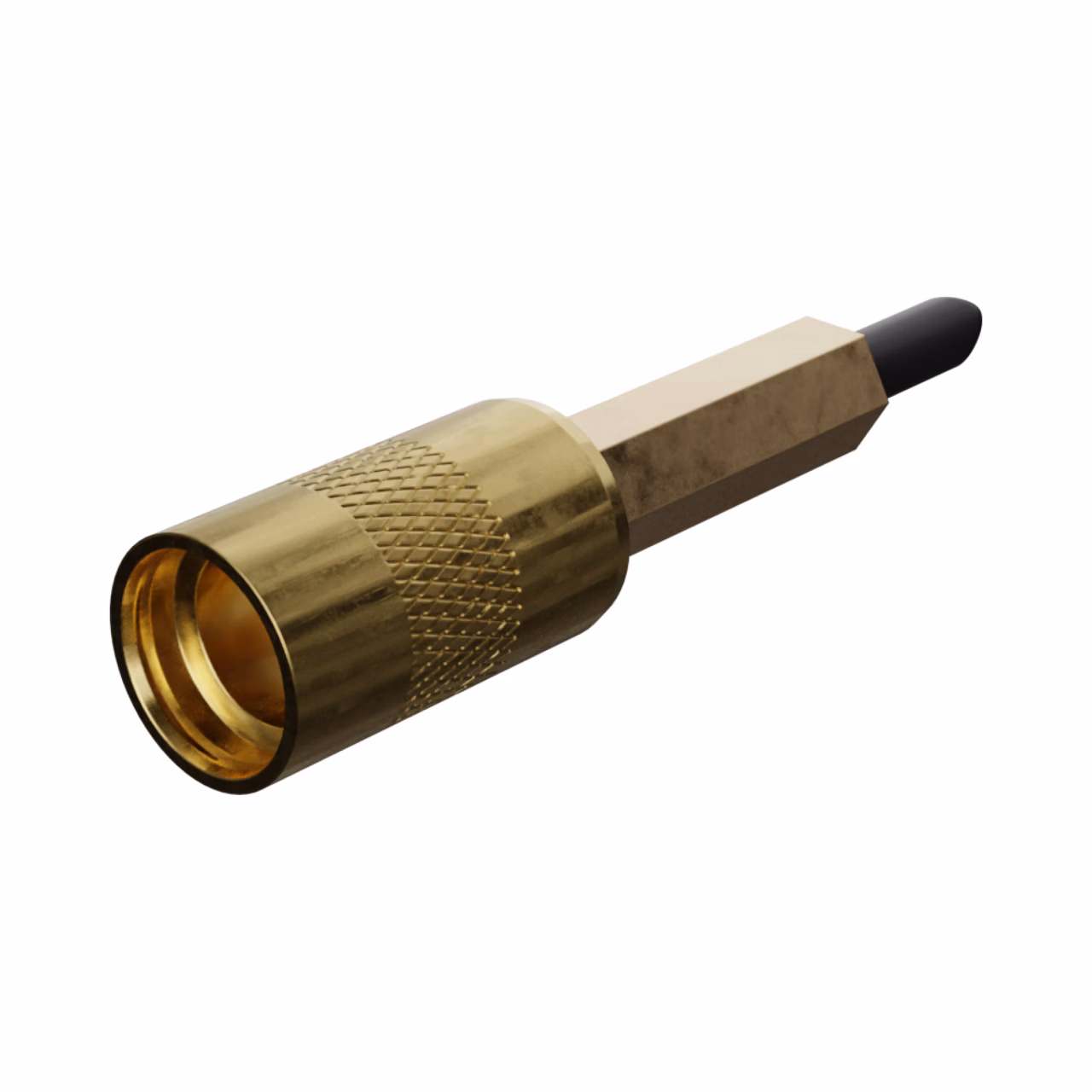 MMCX Jack, Straight, Crimp, 1.13mm Cable, Brass Body, Gold (Au) Plated, One Piece Per Bag, 50 Ohms for sale