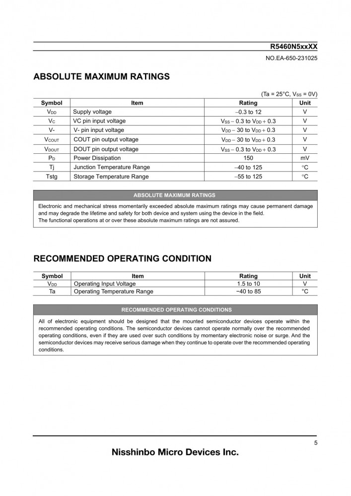 R5460N5 datasheet preview, page 5