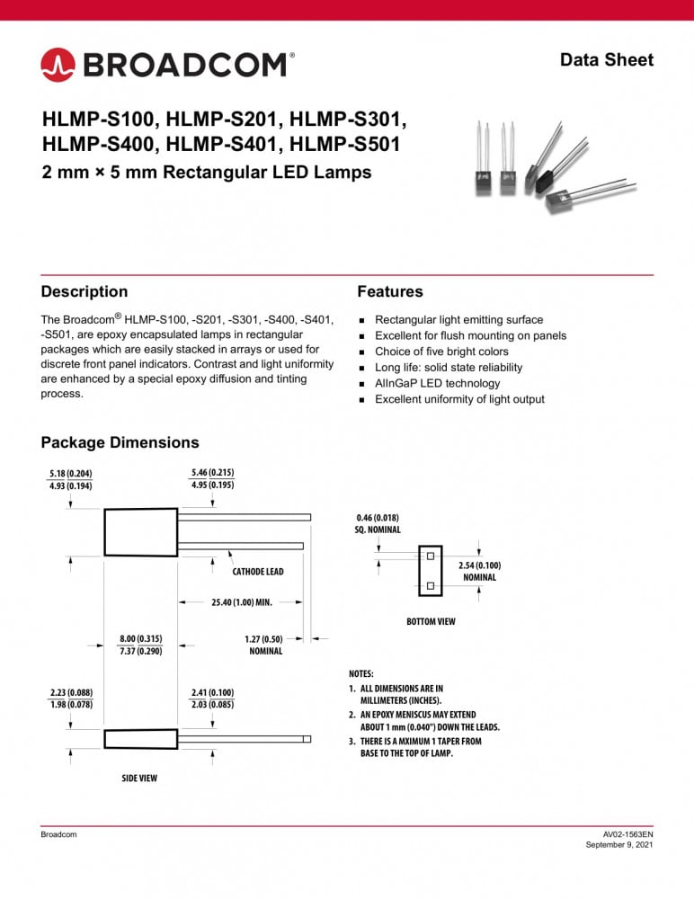 HLMP-S100 datasheet page 1