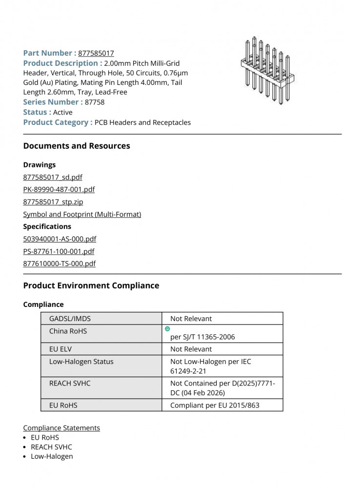 MOLEX 877585017 technical document image 1