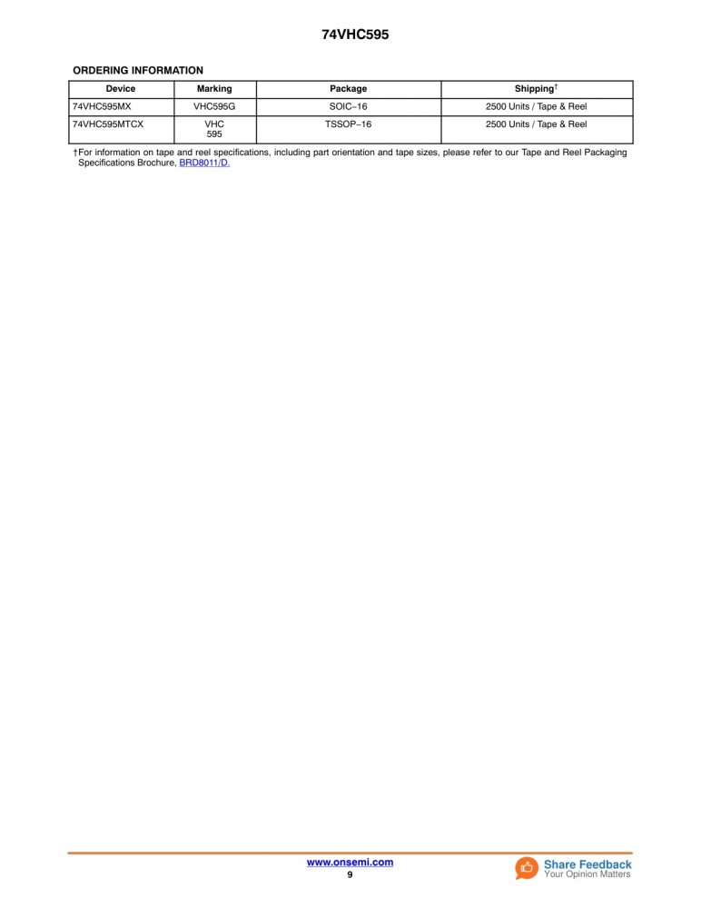 74VHC595 datasheet page 9
