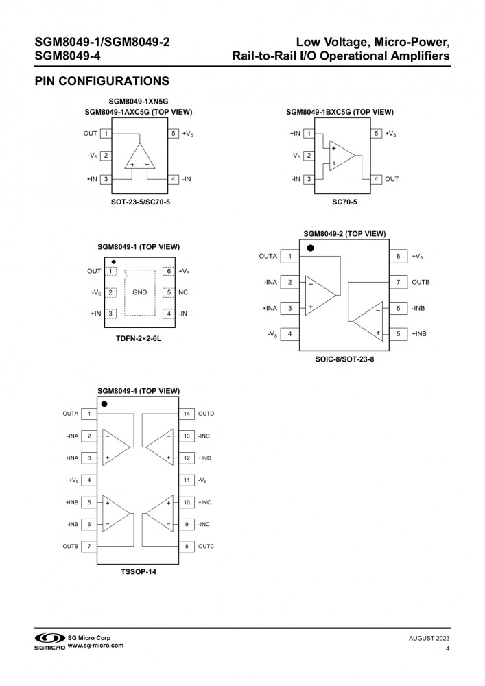 SGM8049 datasheet page 4