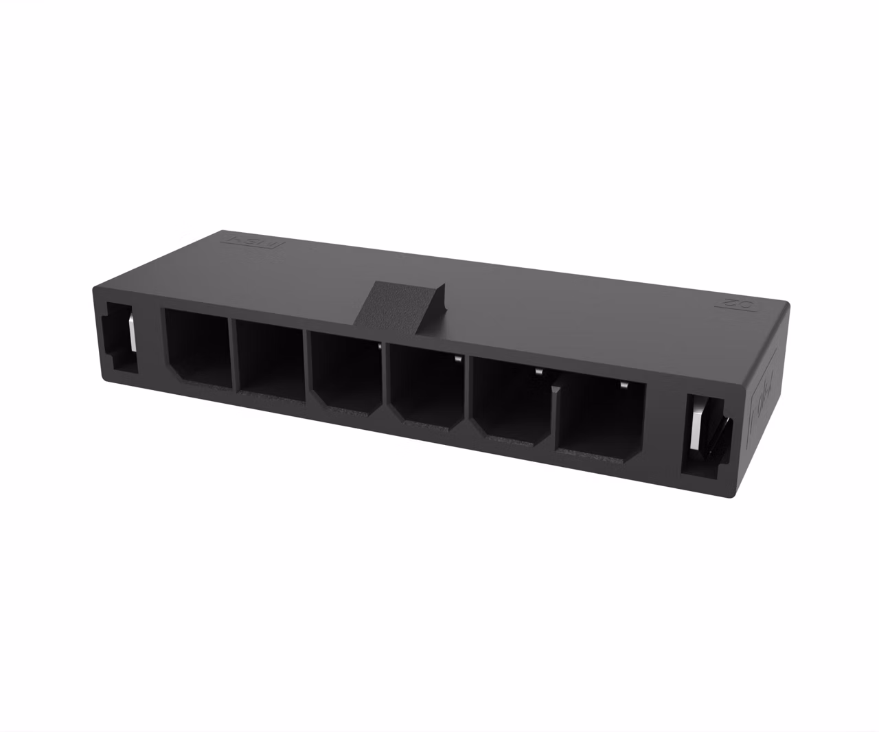 Mini-Fit Max Right Angle Header, Single Row, Surface Mount, 6 Circuits, Matte Tin (Sn) Plating, Black, Glow-Wire Capable, Tape and Reel for sale