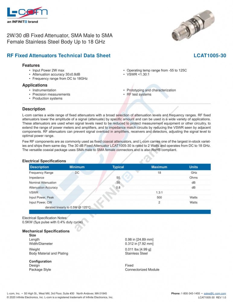 LCAT1005-30 datasheet page 1