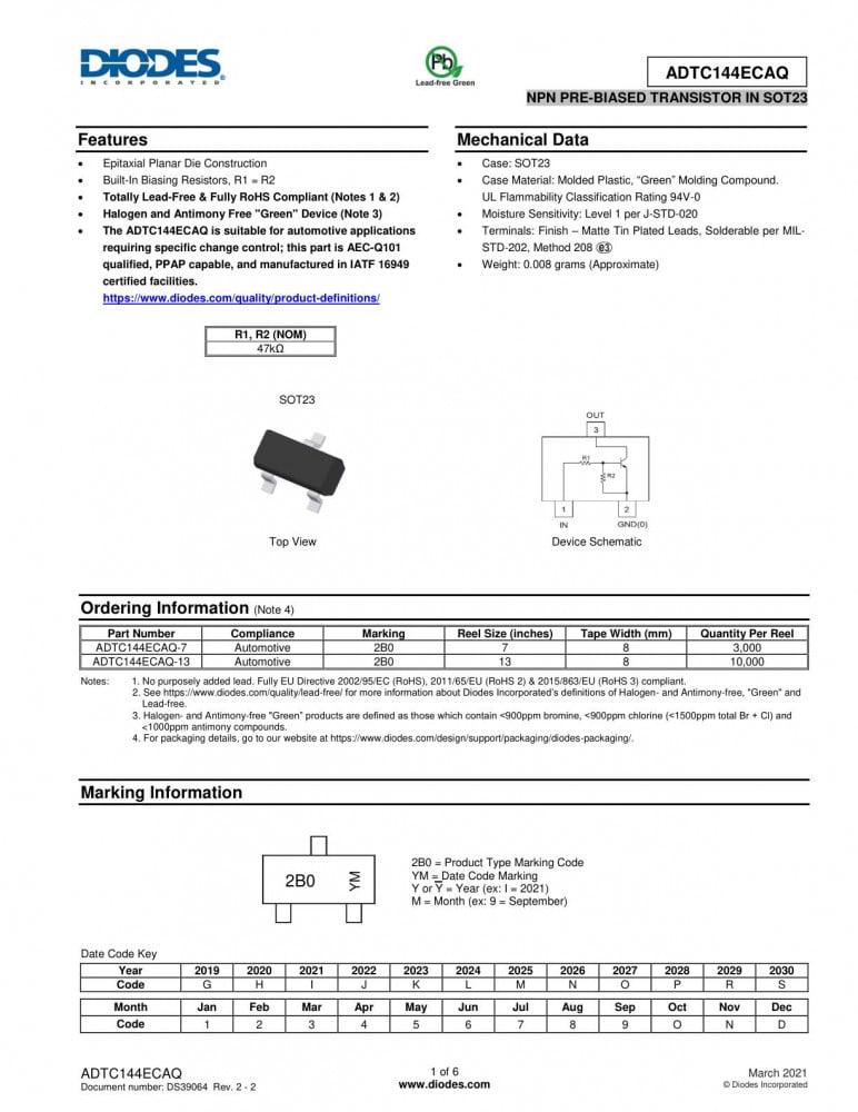 ADTC144ECAQ-13 datasheet page 1