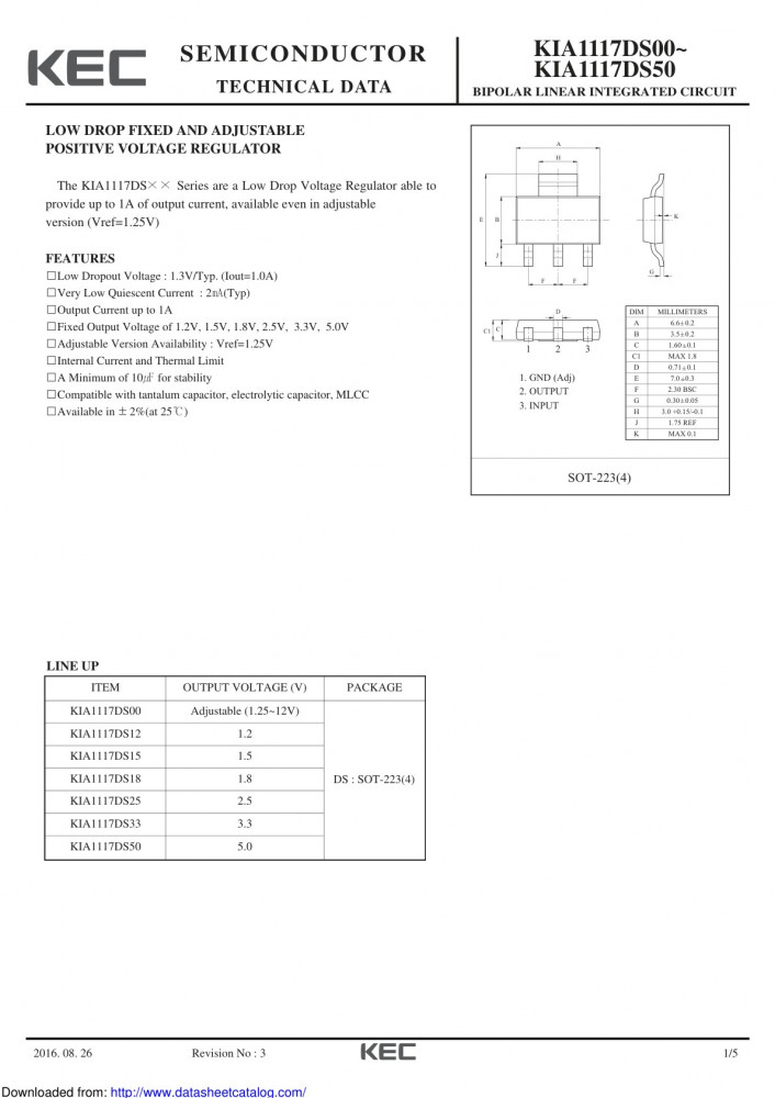 KIA1117DS18 datasheet page 1