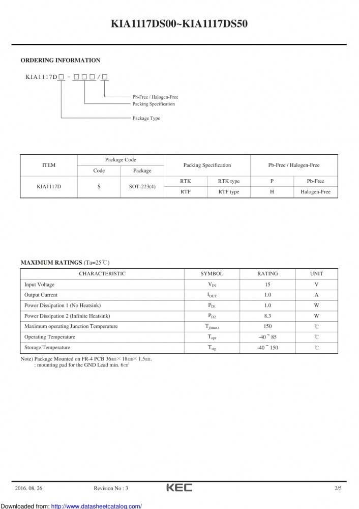 KIA1117DS18 datasheet page 2