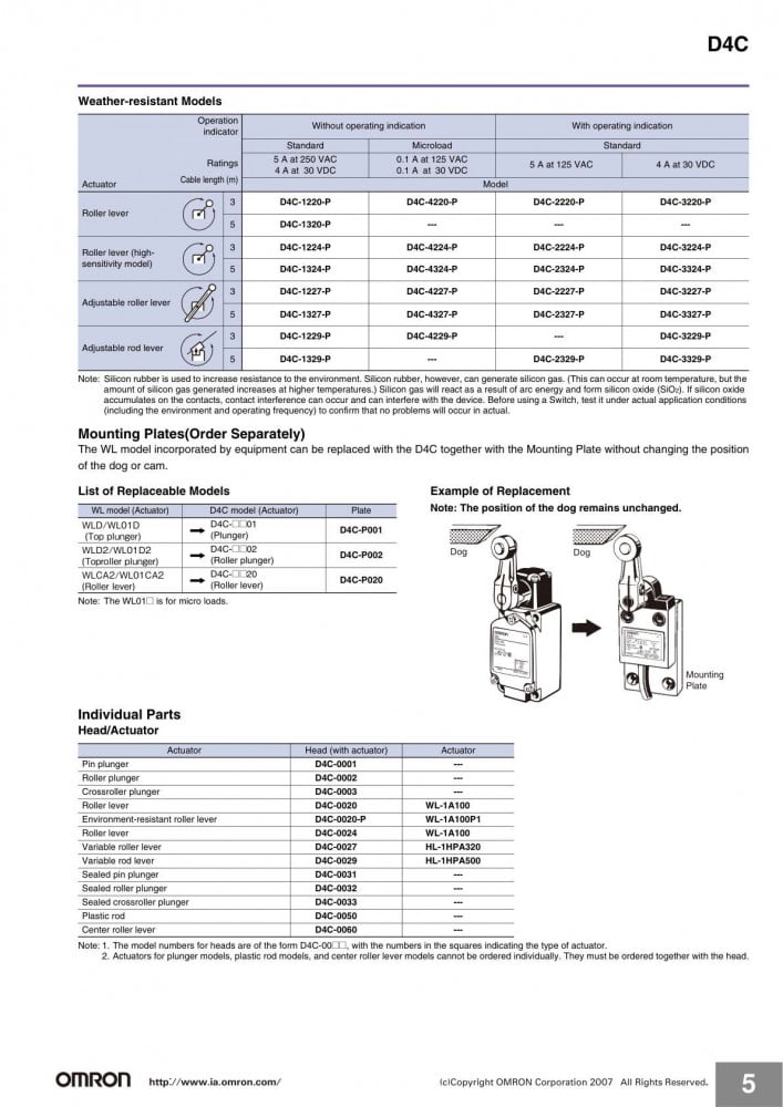 OMRON D4C datasheet page 5