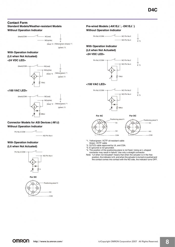 OMRON D4C datasheet page 8