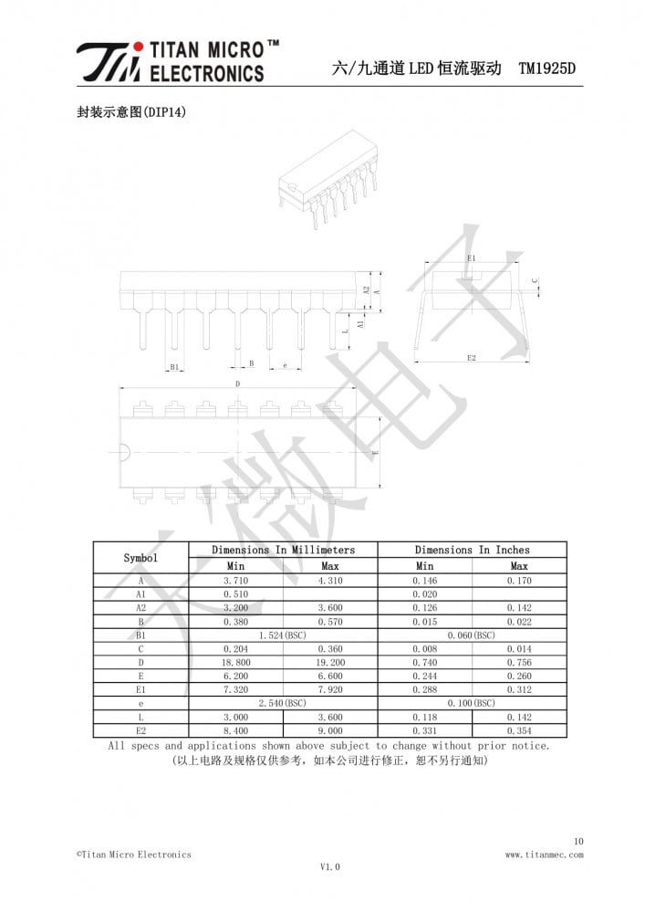 TM1925D datasheet page 10
