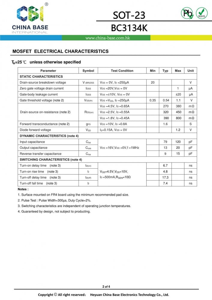BC3134K datasheet page 2
