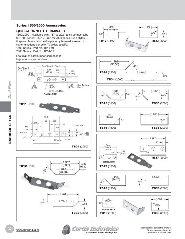 Series 2000 terminal block technical document, page 3