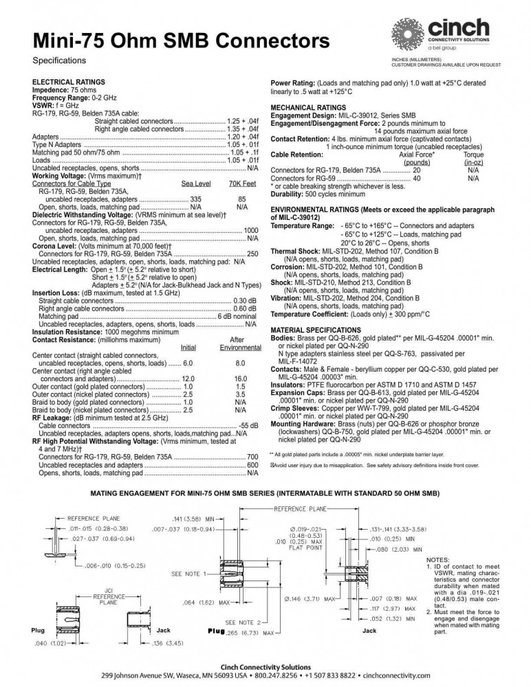 CINCH 131-8403-011 technical document page 2