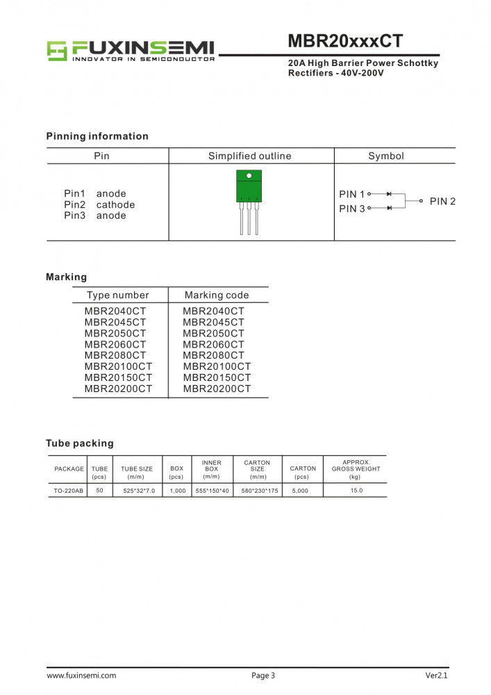 MBR20100CT datasheet page 3