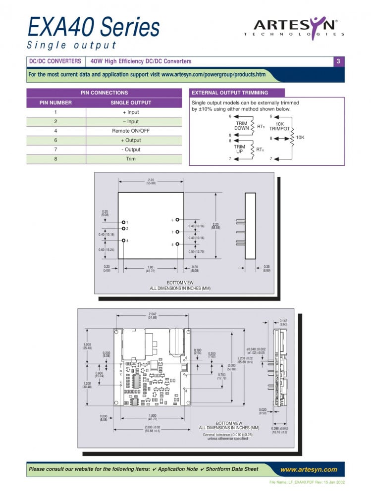 EXA40 series datasheet page 3