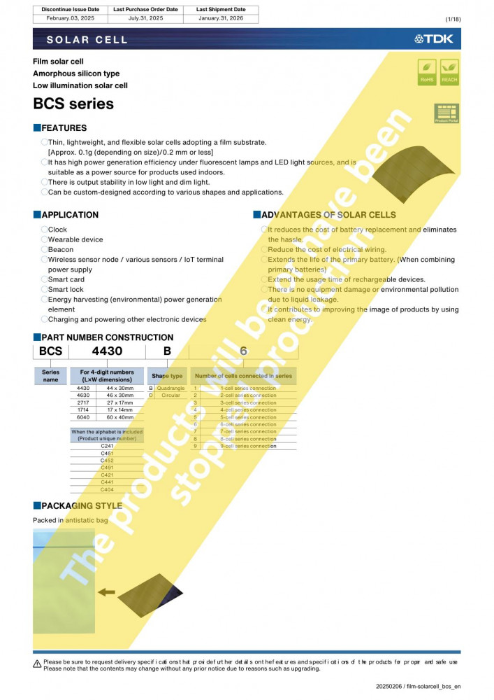 BCS4430B6 technical document page 1
