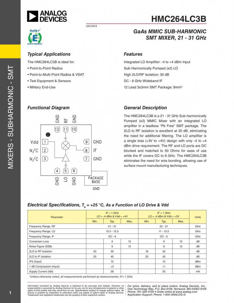 HMC264LC3B technical document page 1