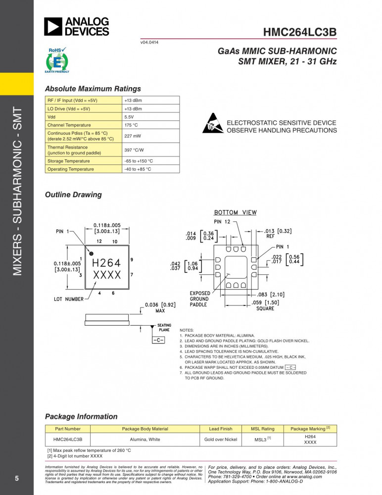 HMC264LC3B technical document page 5