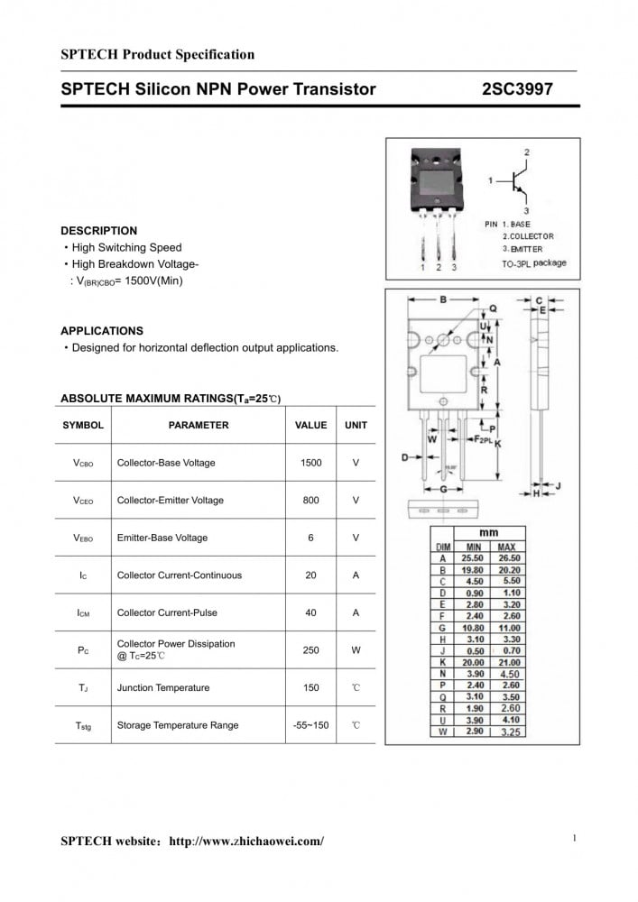 2SC3997 datasheet page 1