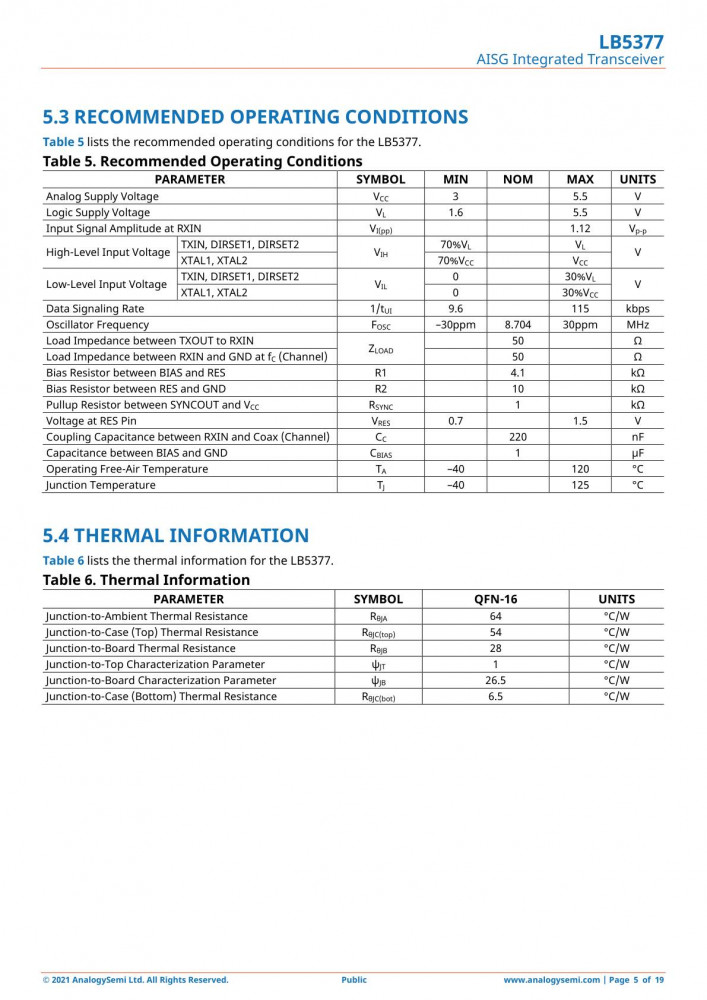LB5377AQFN16 datasheet page 5