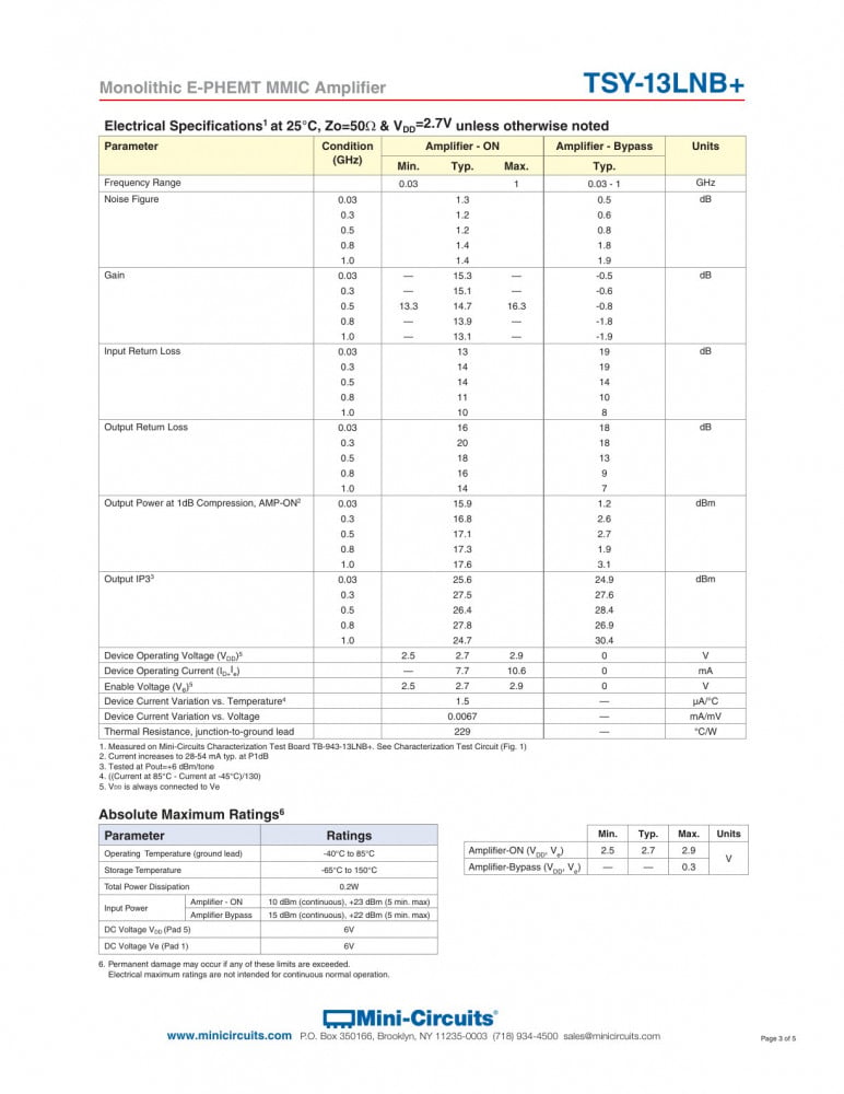 TSY-13LNB+ datasheet page 3