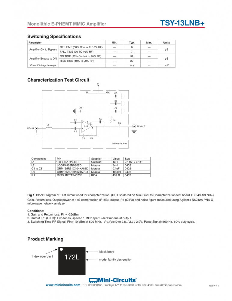 TSY-13LNB+ datasheet page 4