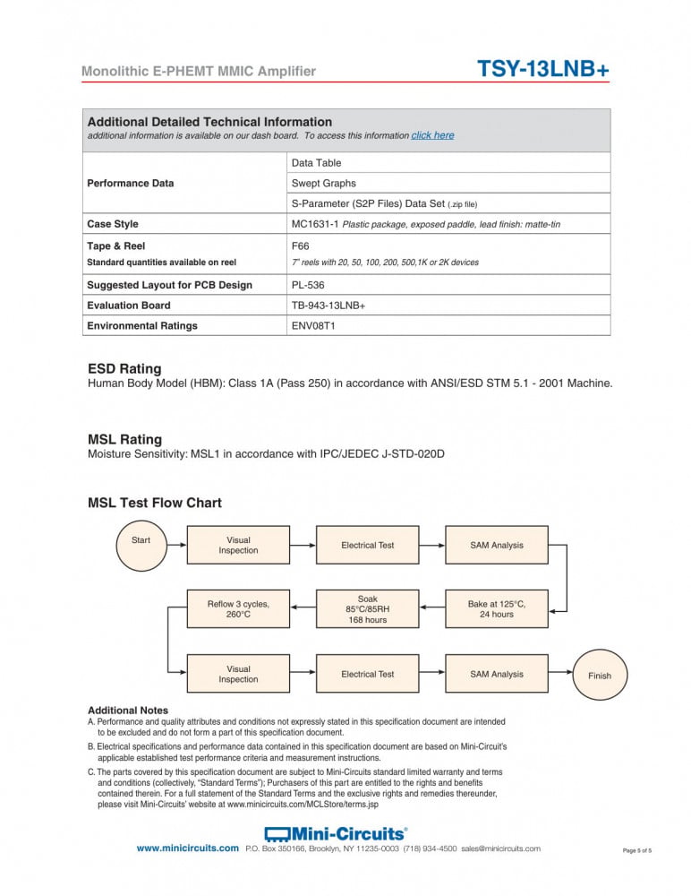 TSY-13LNB+ datasheet page 5